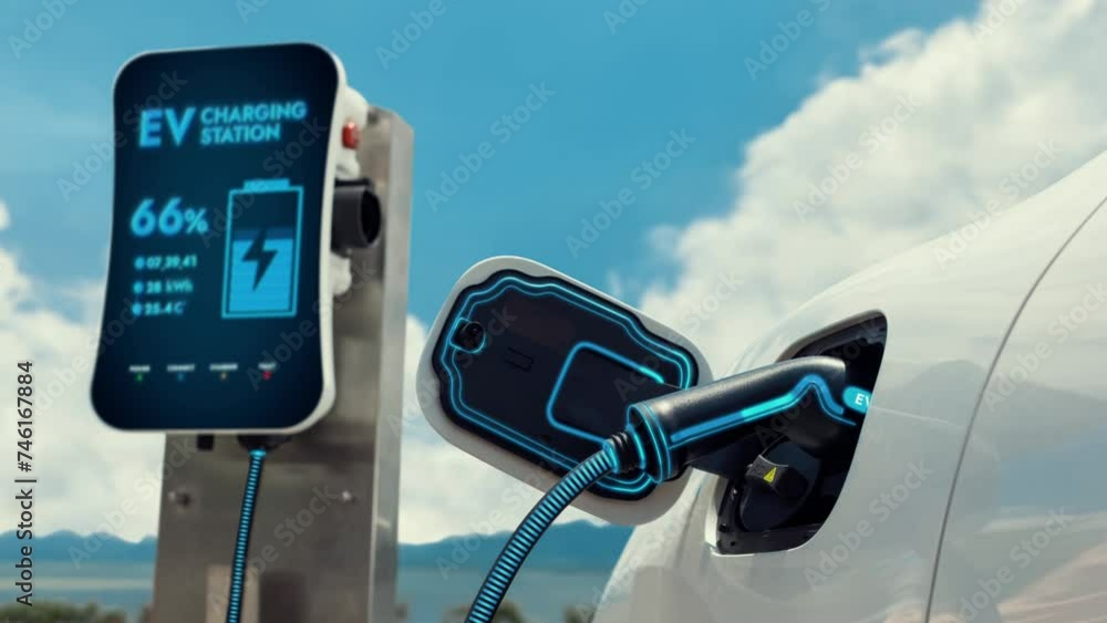 Eco-friendly electric car using clean energy recharge battery from ...