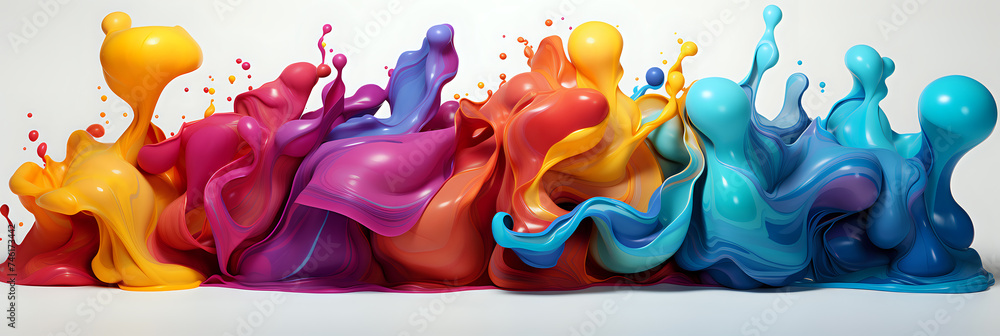 Vibrant Paint Splash Artistry on White. This image captures the dynamic ...