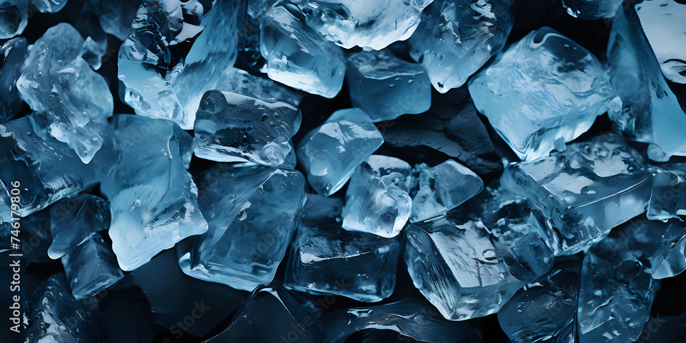 Abstract Ice Cubes Background. close-up view of numerous ice cubes ...