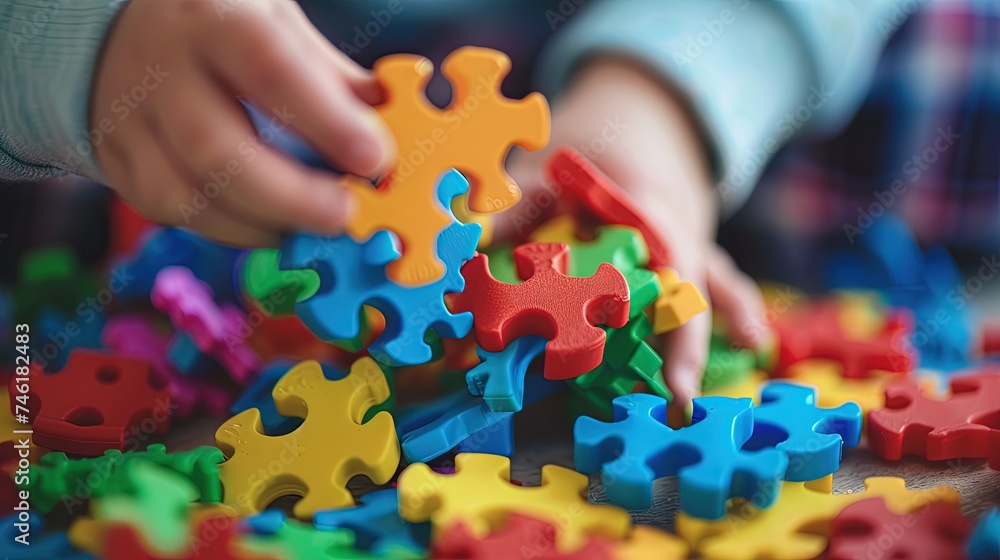 Autism spectrum concept with colorful puzzle pieces for neurodiversity ...