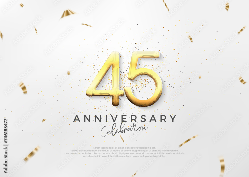 Simple and bright 45th anniversary design with luxurious and elegant ...