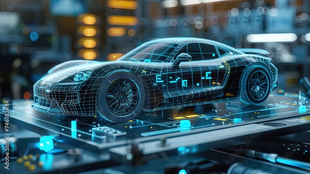 Automobile chassis 3D model made of digital data on engineering ...