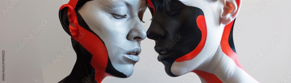 Anamorphic art transforming human faces into bizarre, morphing figures ...