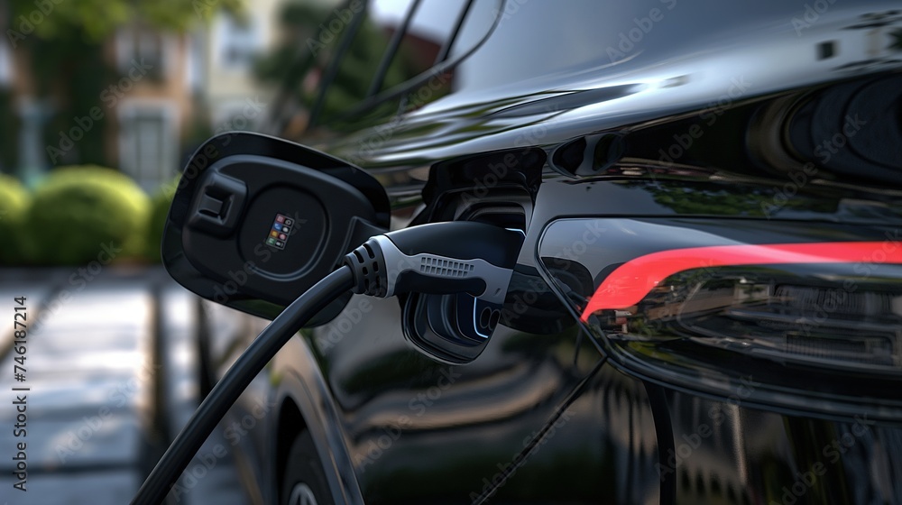 Charged Future Close-Up of Electric Car Charging Port, Symbolizing Eco ...