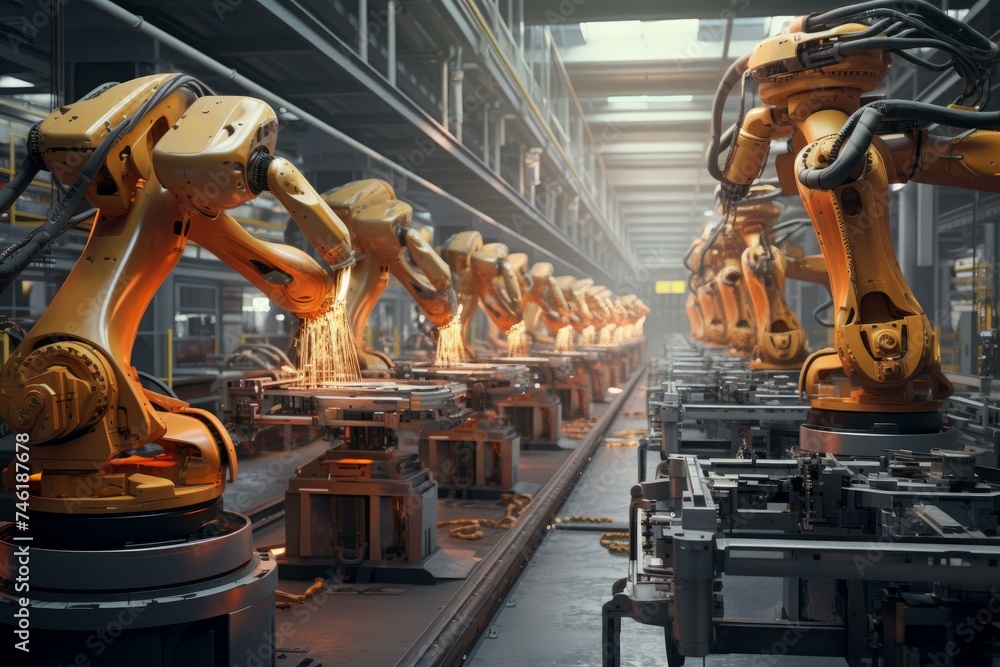 Innovative Robot hand factory. Process production. Generate Ai Stock ...