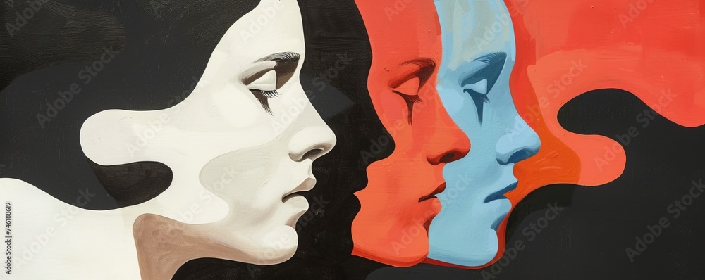 Negative space art revealing hidden human expressions within abstract ...