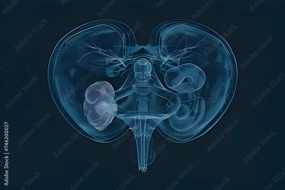 X-ray of an ovarian cyst focusing on realism and medical accuracy.Cyst ...
