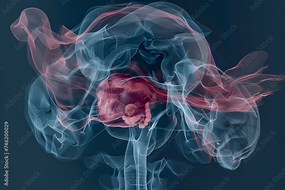 X-ray of an ovarian cyst focusing on realism and medical accuracy.Cyst ...