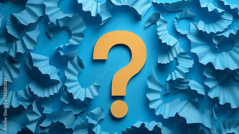 Question mark symbol, Minimalist design with icon cutout paper orange ...