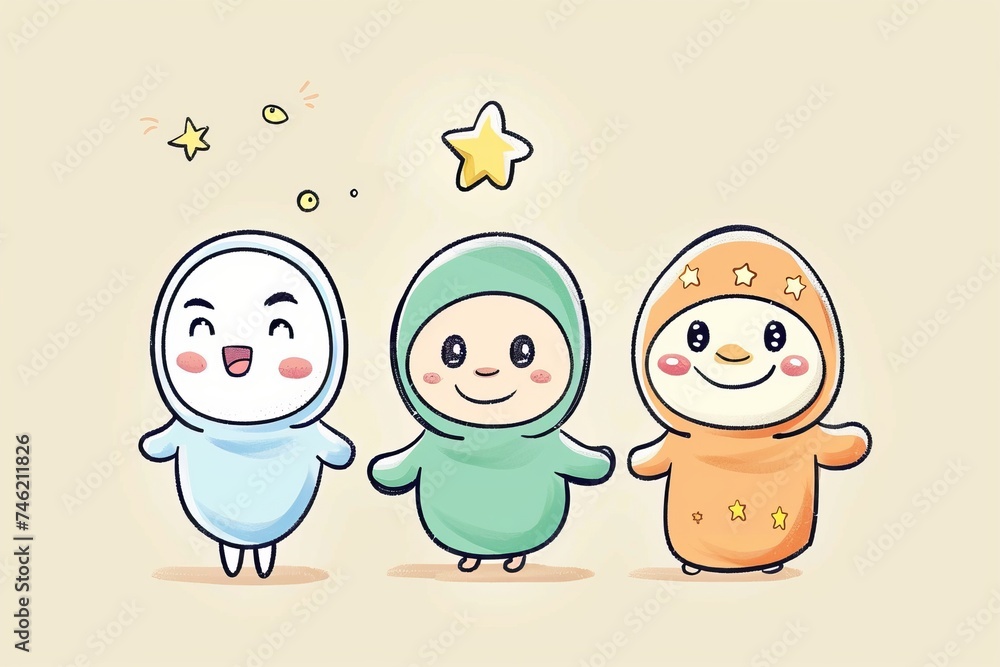 Cartoon cute doodles of characters performing acts of kindness and ...