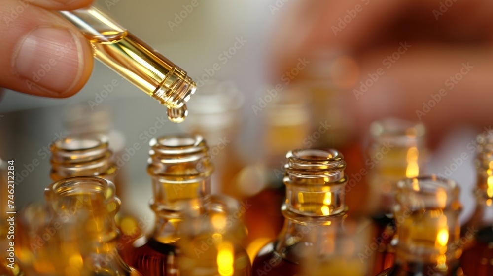 Closeup of a lab technician conducting a gas chromatography test to ...