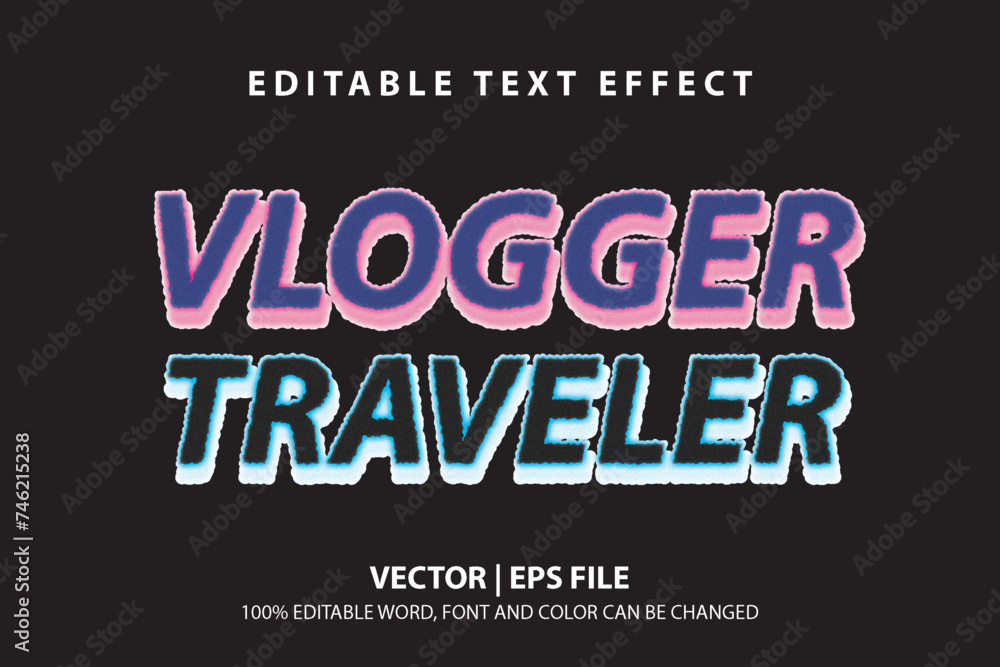 editable text effect vlogger traveler font effect template for logos ...