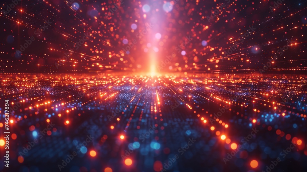 Dynamic visualization of 5G signal transmission, colorful waves across ...