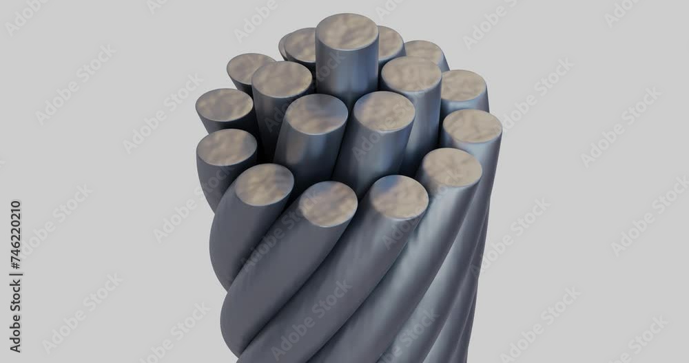 Close-up of wire rope cable cross-section for chains, machinery ...