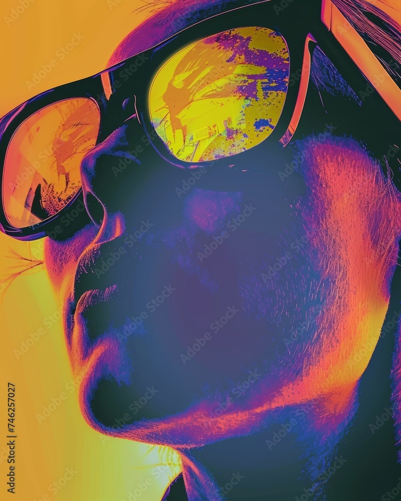 Smart glasses for the blind seeing the world in pop art filters Stock ...