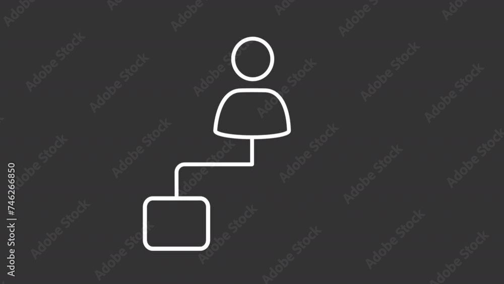Delegation white line animation. Animated diagram icon. Job roles ...
