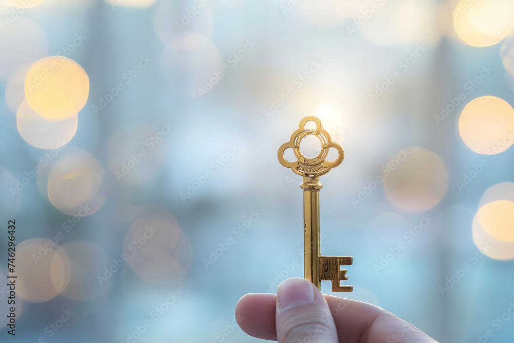 Golden Key Held Aloft: Unlocking Potential, Dreams, Success Banner ...