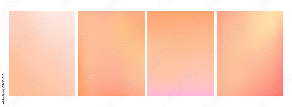 Peach fuzz. Set of vector gradient backgrounds in trendy light warm ...