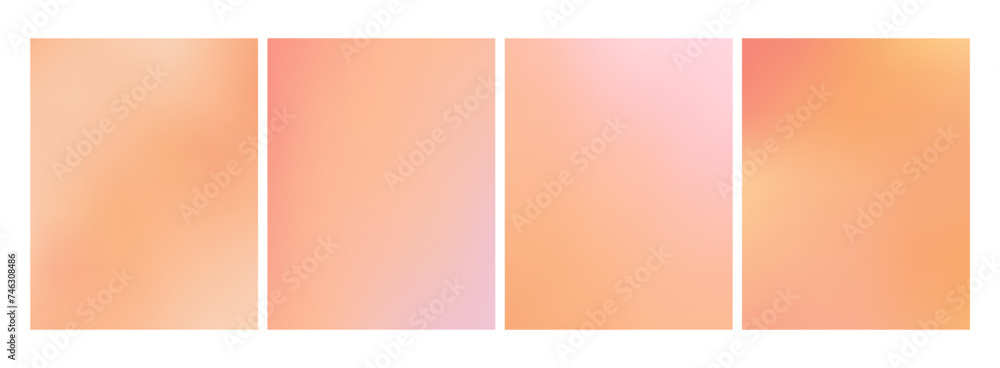 Peach fuzz. Set of vector gradient backgrounds in trendy light warm ...