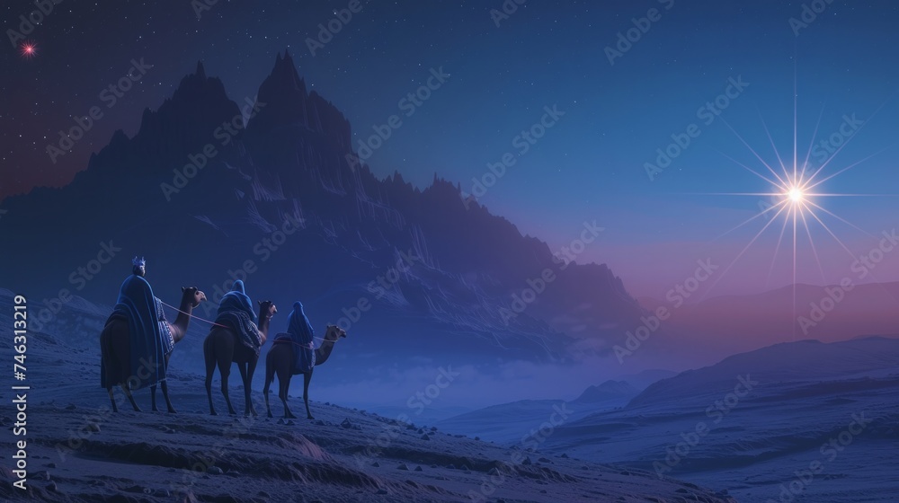 Three Wise Men. Christian Christmas scene with the three wise men and ...