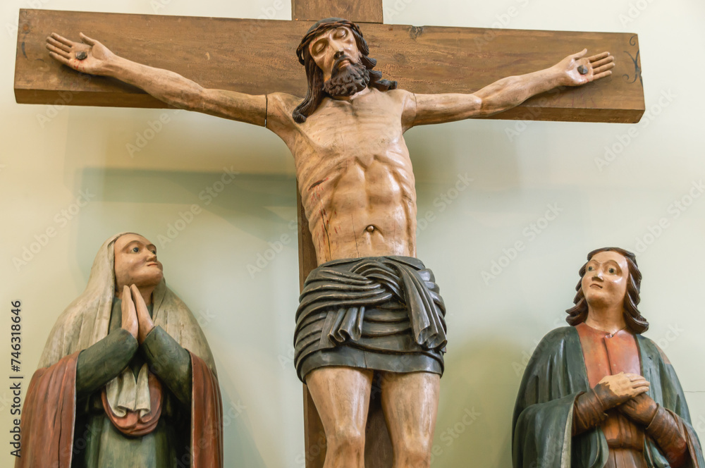 Perm wooden sculpture. A god carved out of wood. Ancient sculptures in ...