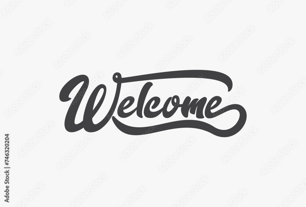 Welcome lettering. modern calligraphy Hand drawn vector. Black simple ...
