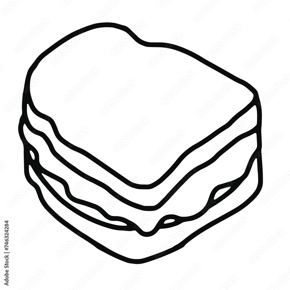 Hand drawn sandwich outline for stickers, decoration, food, picnic ...