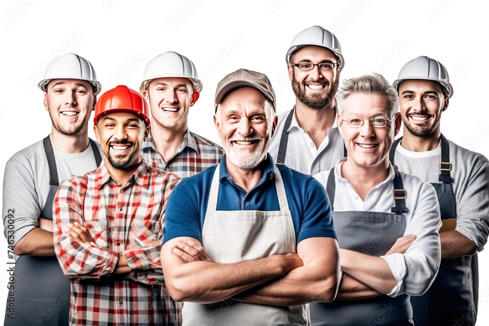 Group of male professionals of different professions in service ...
