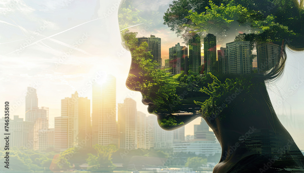 Sustainable environment concept. The image depicts human thinking ...