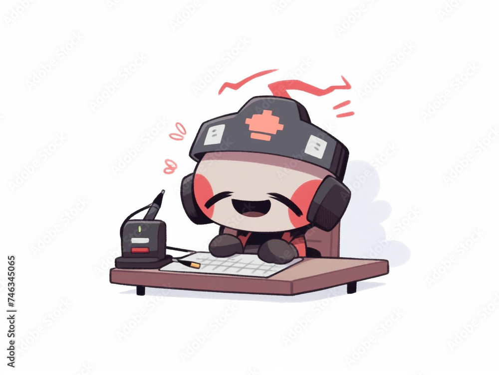 Cute, animated earthquake detector character with a cheerful face ...