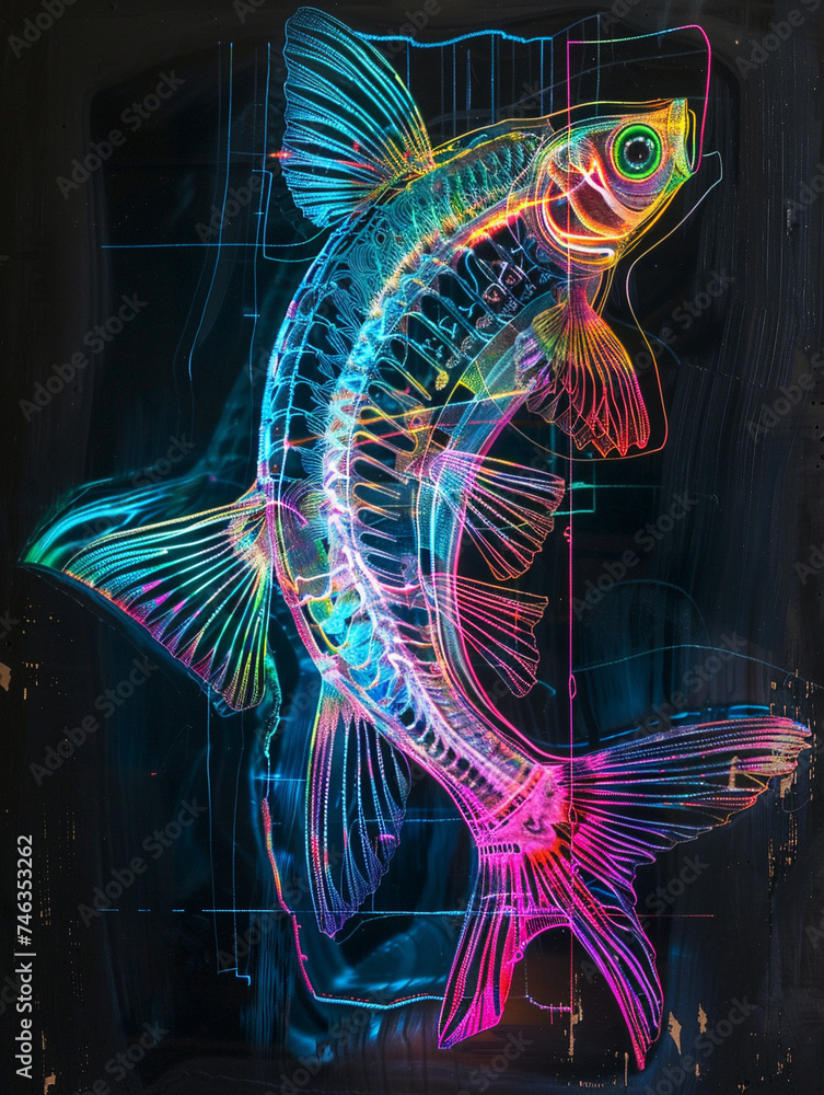 The x ray fish with its neon glow moves like a dancer a glass navigator ...