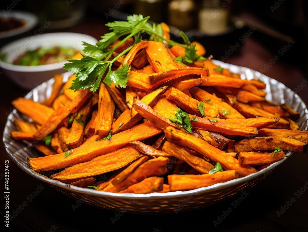 Sweet Potato Fries Pile, Fry Batata Cuts, Cooked Ipomoea Batatas Orange ...