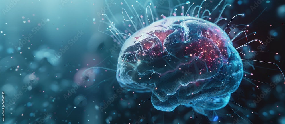 Human brain circuit technology artificial intelligence background. AI ...