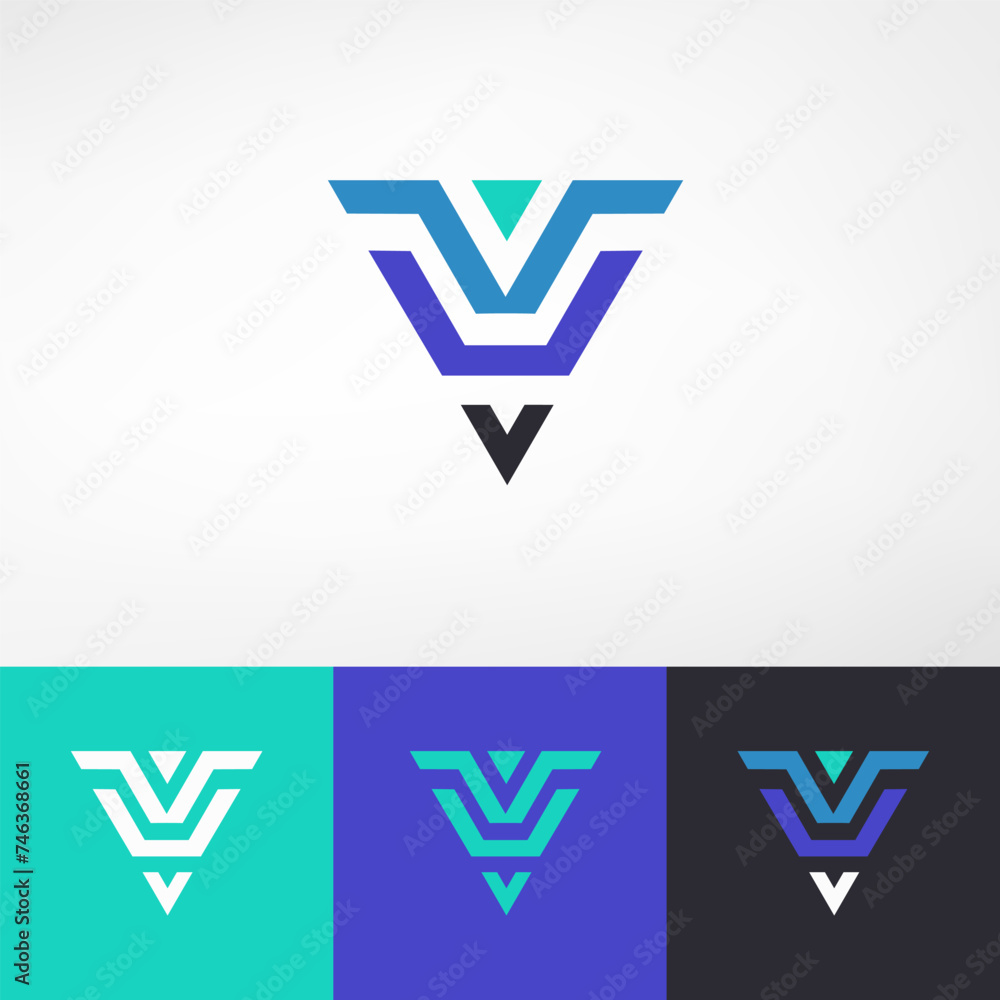 Abstract logo of the letter V, or shield, inverted triangle, arrow ...