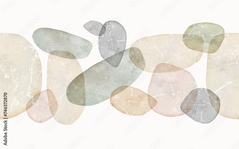 Seamless Pattern with Stones on a Light Ivory Background. Abstract ...