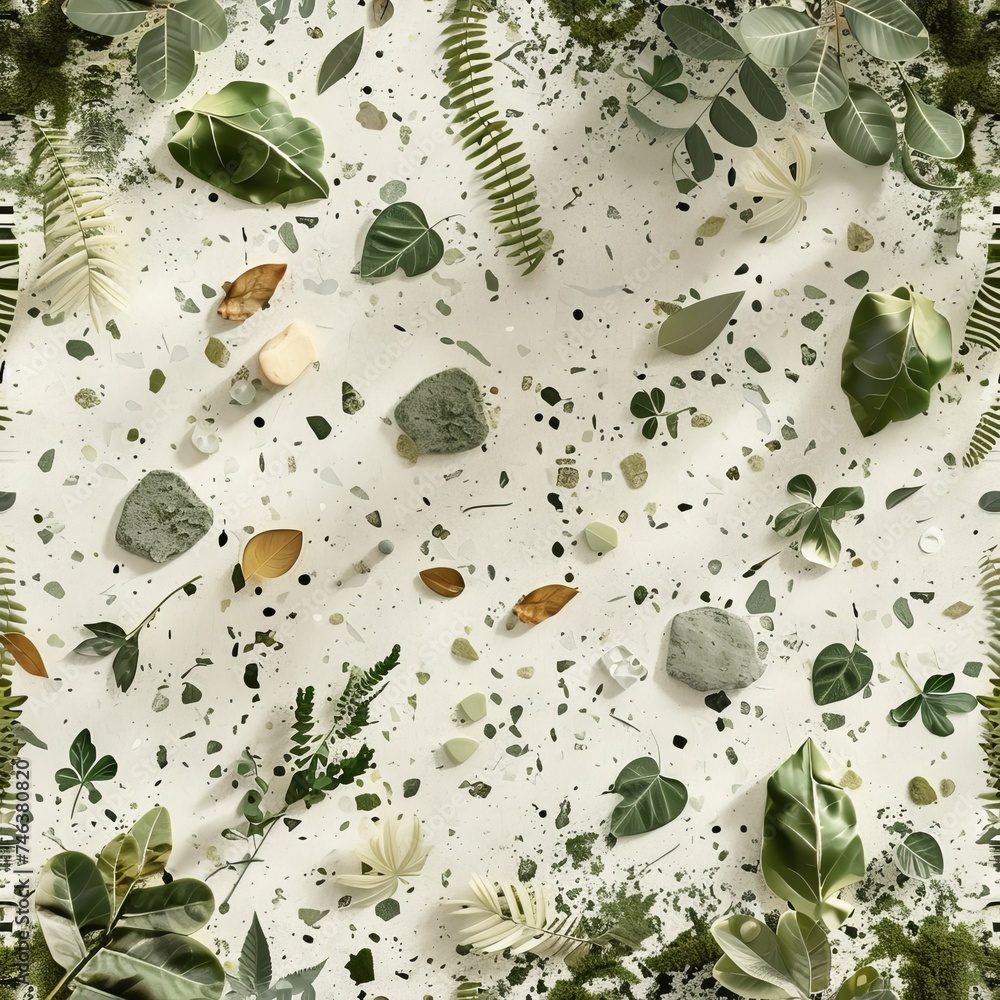 Seamless terrazzo vegetal organic texture pattern high resolution 4k ...
