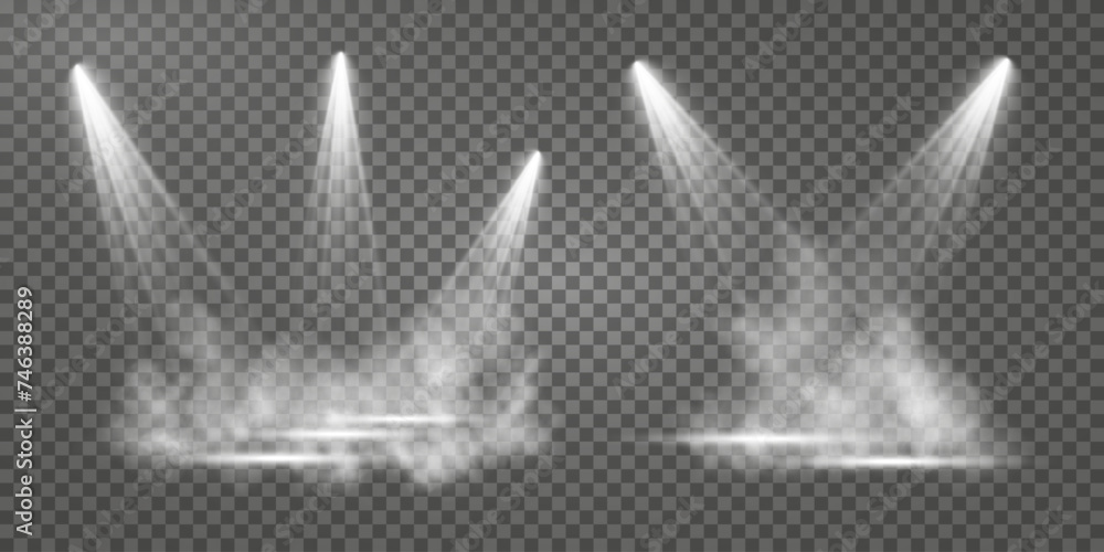 Set of scenes with directional light on transparent background, white ...