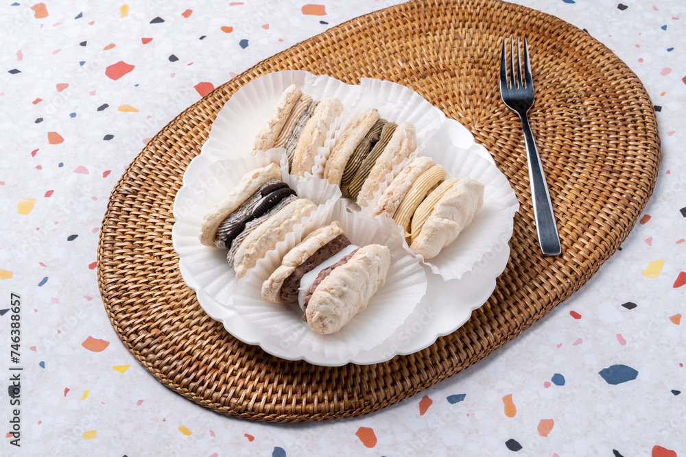 Macaron, cranbrae, pork bar, blueberry, cheese, yogurt, dacquoise ...