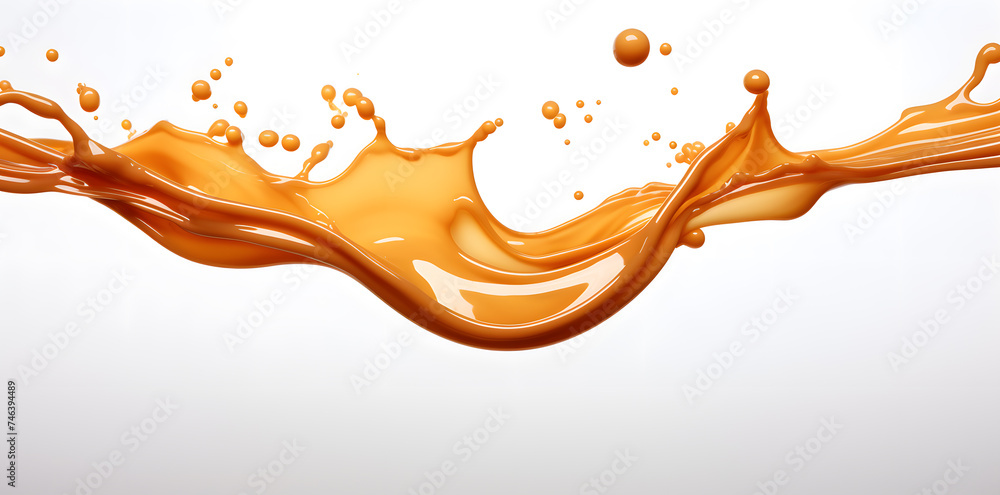 Liquid caramel wavy splash isolated on white background Stock Photo ...
