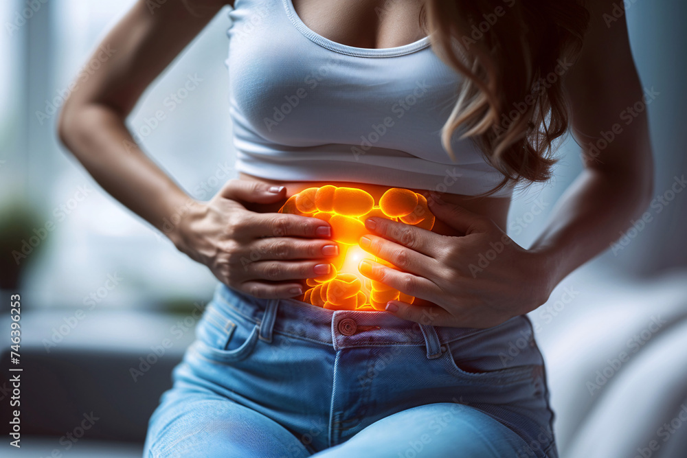 person with pain in his stomach, body with pain in the stomach, man holding his stomach, person ...