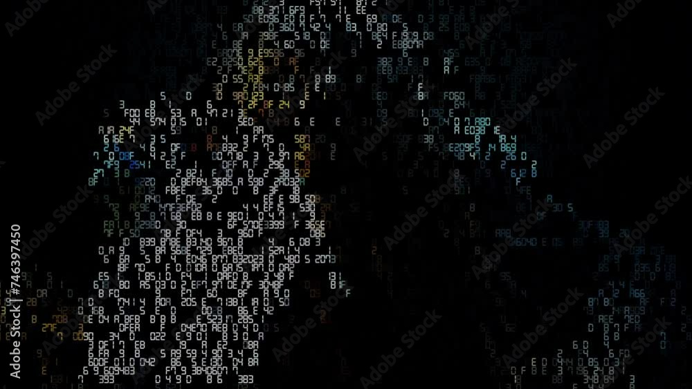 Abstract digital artwork of a glitch error screen with colorful ...
