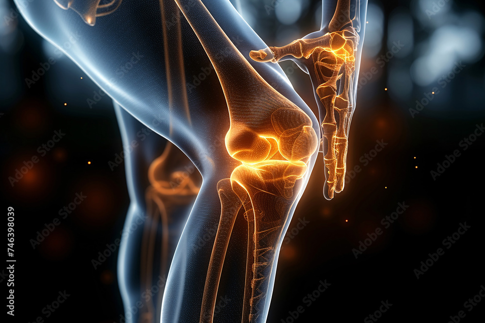 person with pain in his knee, body with pain in the knee, man holding ...