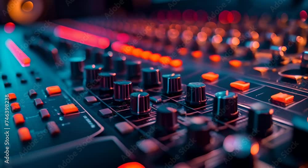 Audio Engineer Works in the Music Record Studio, Uses Surface Control ...