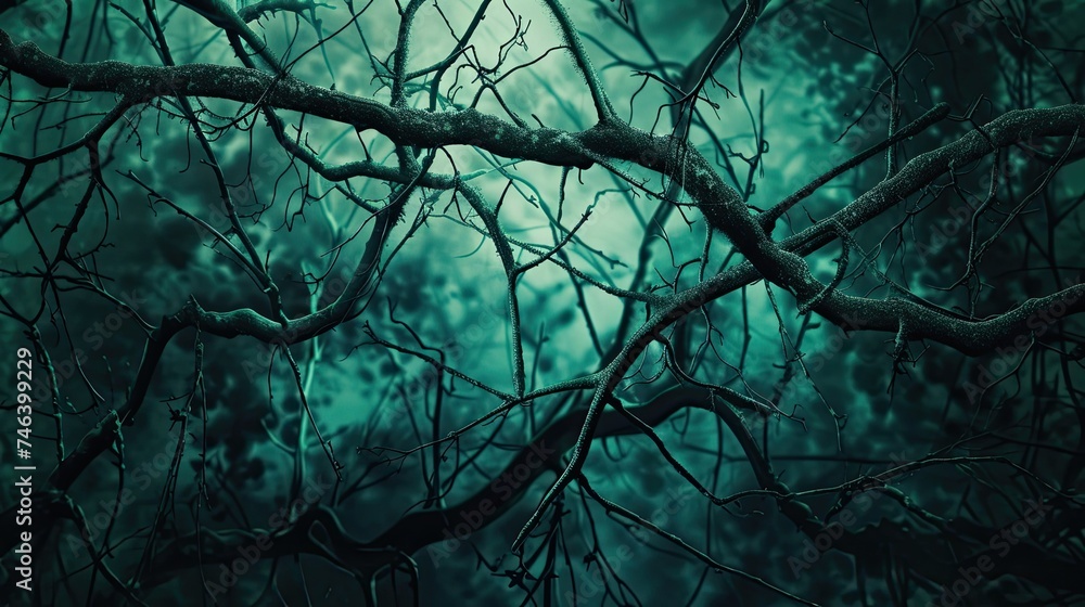 Abstract twisted vines and thorns entangled in darkness. Sinister ...