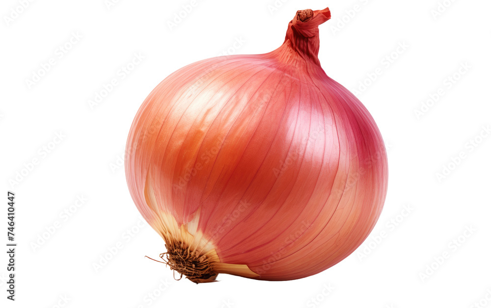 This close up photo shows a single onion, with its layers and skin ...