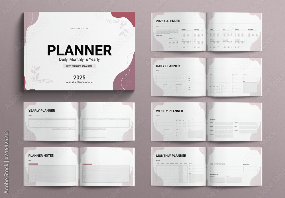 Annual Planner Template Landscape Stock Template | Adobe Stock
