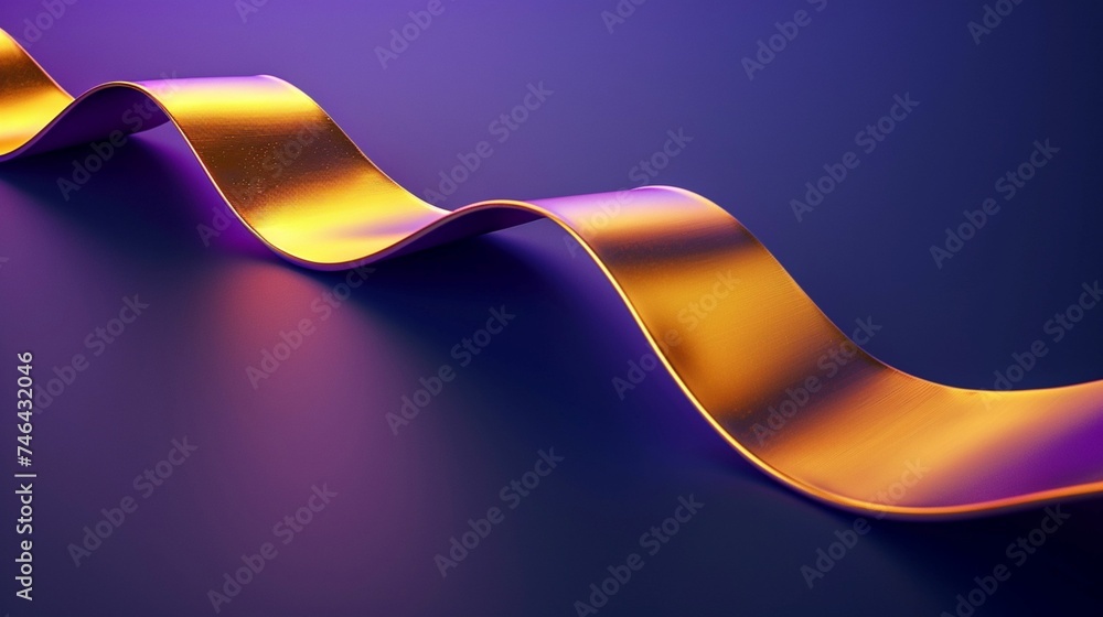 Gilded Elegance Unveiled: 3D Rendered Abstract Gold Curved Ribbon on ...