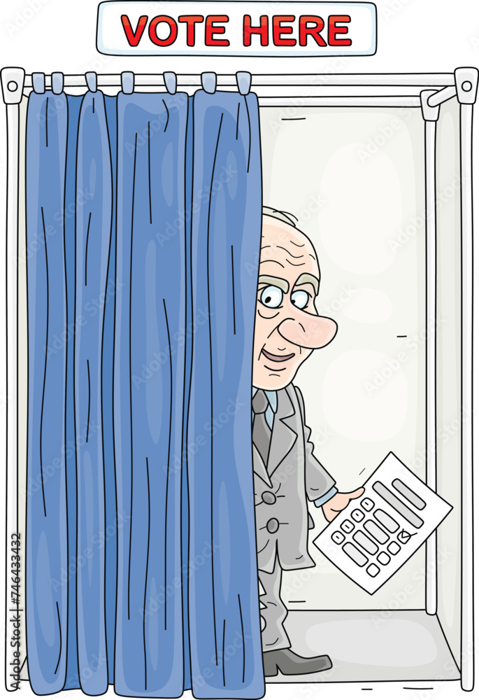 Angry voter with his completed ballot leaving a polling booth for ...