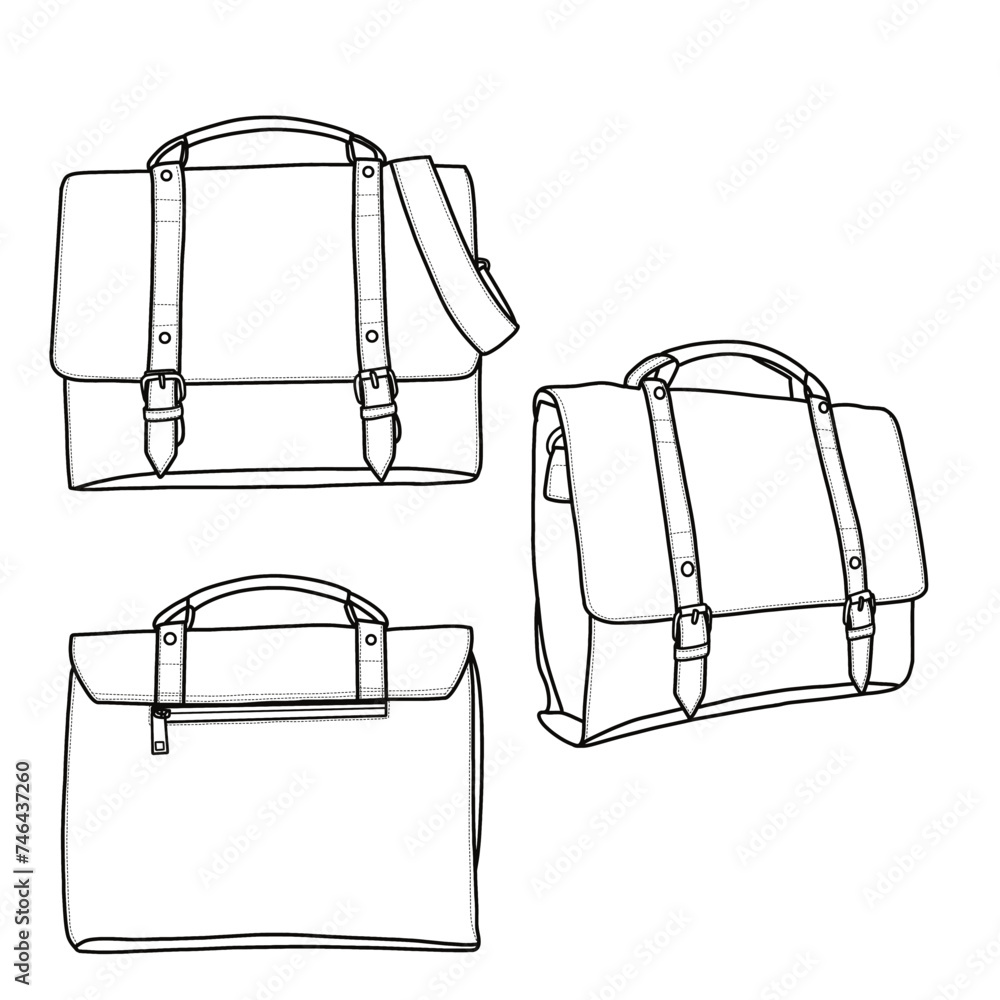 Laptop case notebook case shoulder bag with top handle and 2 buckles ...