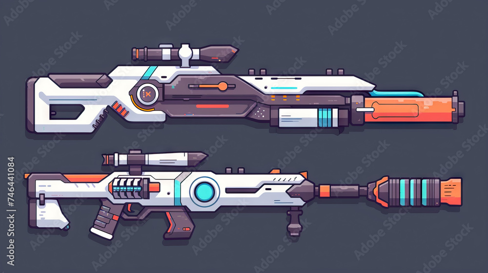 Plasma Gun, Ion Blaster, and Particle Beam Rifle. Gun Weapons. Multiple ...